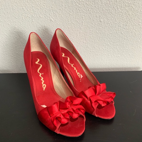 Nina | Shoes | Red Nina Ruffled Heels | Poshmark